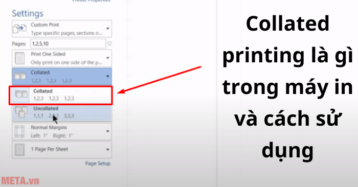 Collated printing là gì trong máy in và cách sử dụng - META.vn