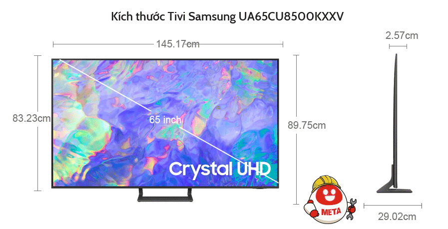 Kích thước Tivi 65 inch của Samsung, Sony, LG - META.vn