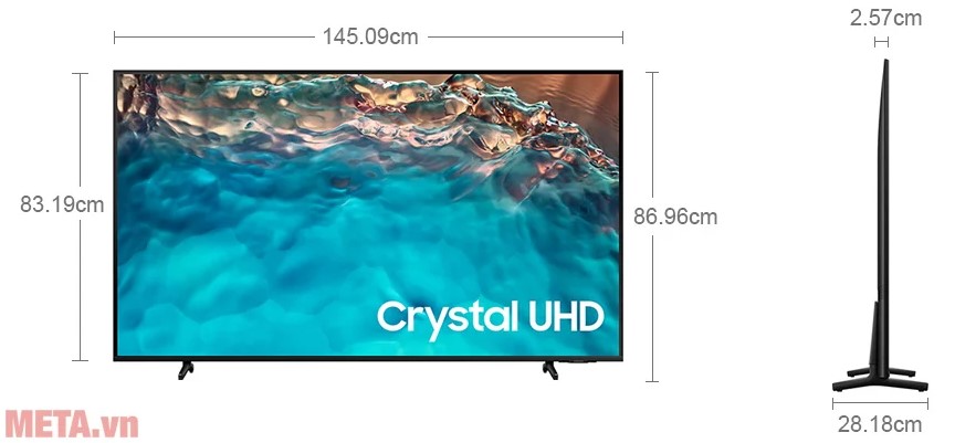 Kích thước Tivi 65 inch của Samsung, Sony, LG - Kithome