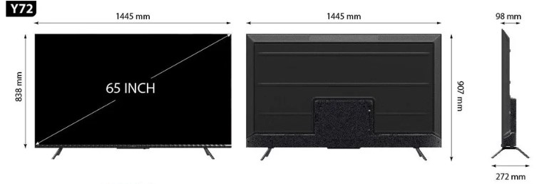 Kích thước Tivi 65 inch của Samsung, Sony, LG - Kithome
